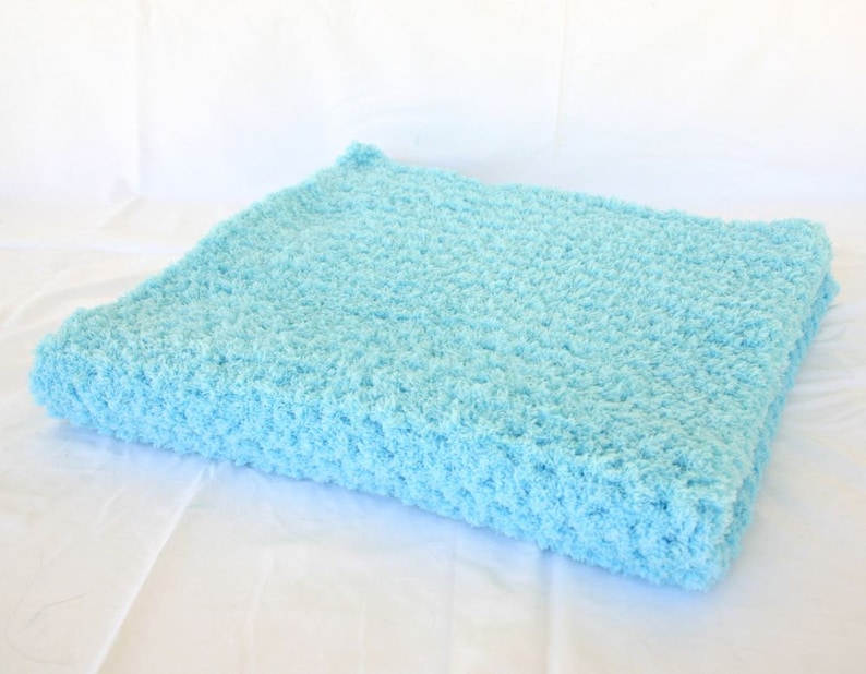 Crochet Baby Blanket Turquoise Blue Soft Afghan Infant Crib | Etsy