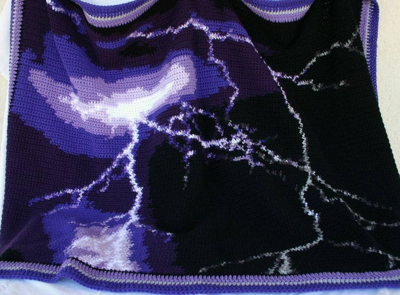 Crochet Afghan Lightning Bolt Electrical Storm Throw Lap - Etsy