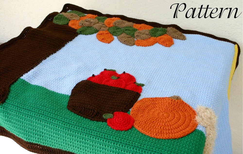 Fall Scene Afghan PDF Crochet PATTERN Autumn Throw Blanket - Etsy