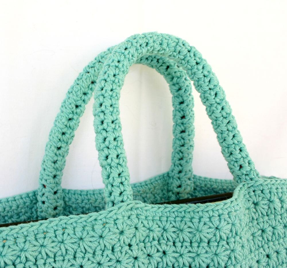 Book Tote PDF Crochet PATTERN Bag Handles Star Stitch Carrying Case ...