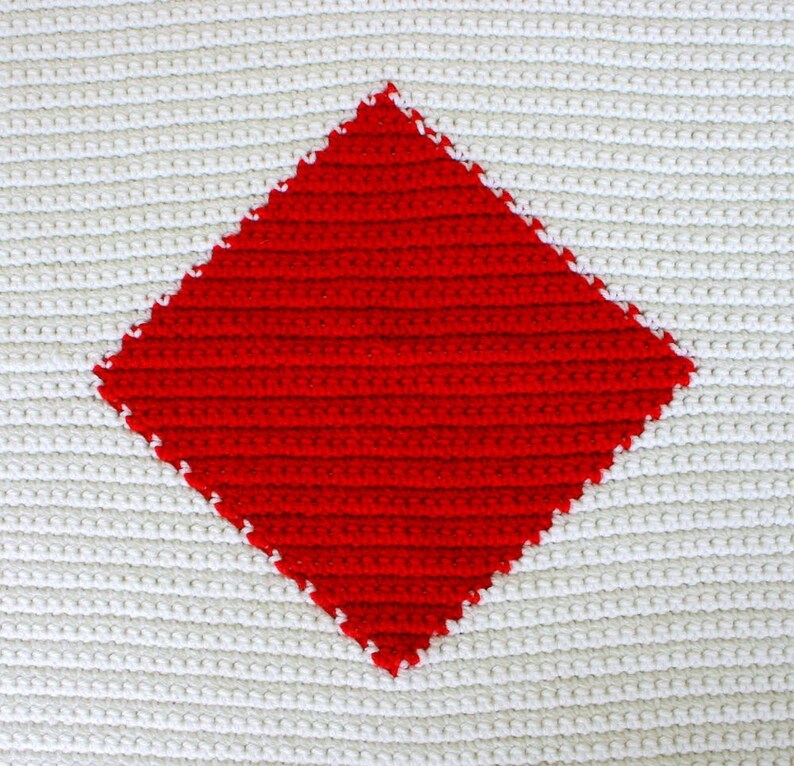 Ace of Diamonds afghan PDF crochet PATTERN blanket white red | Etsy