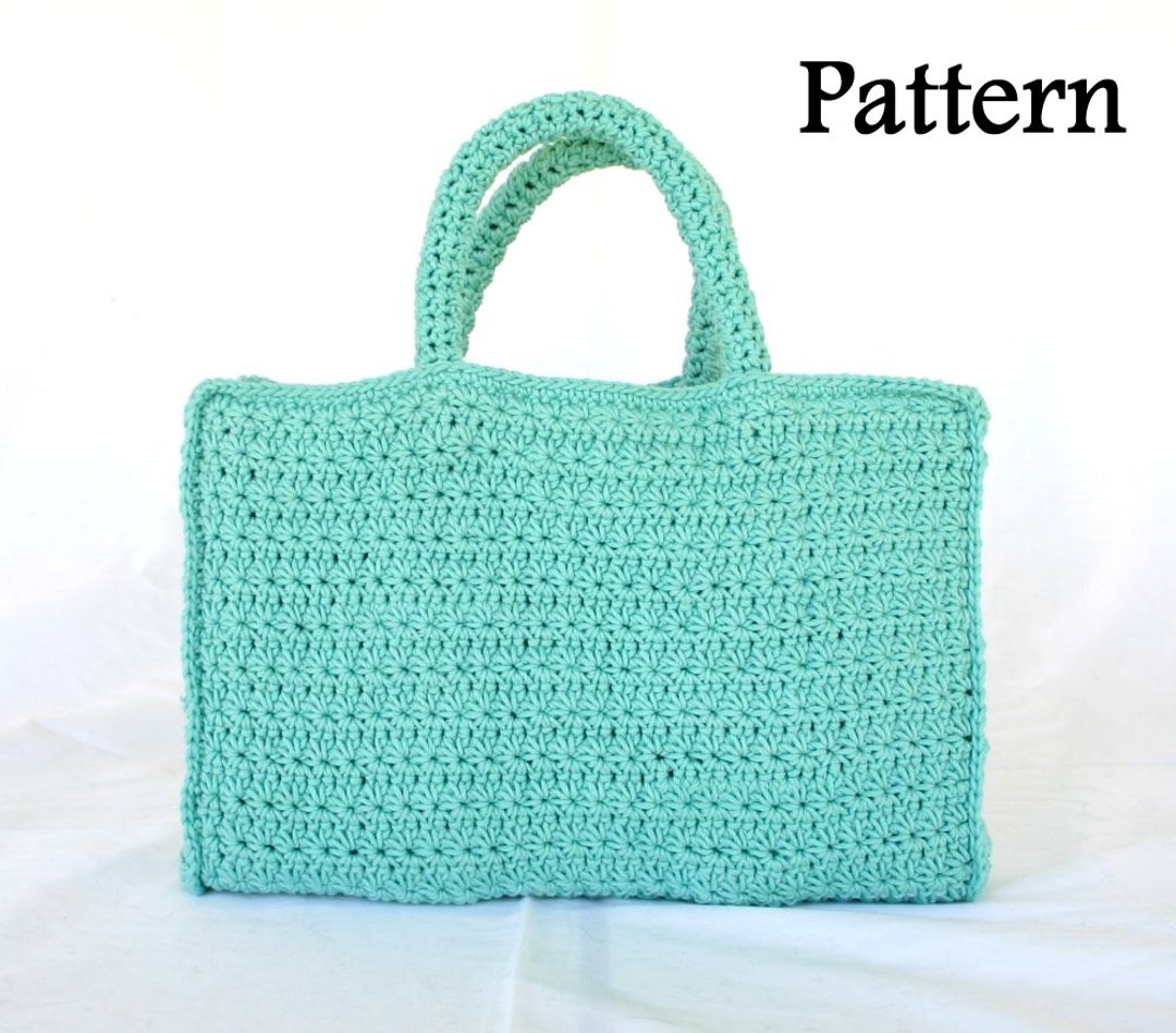 Book Tote PDF Crochet PATTERN Bag Handles Star Stitch Carrying Case ...