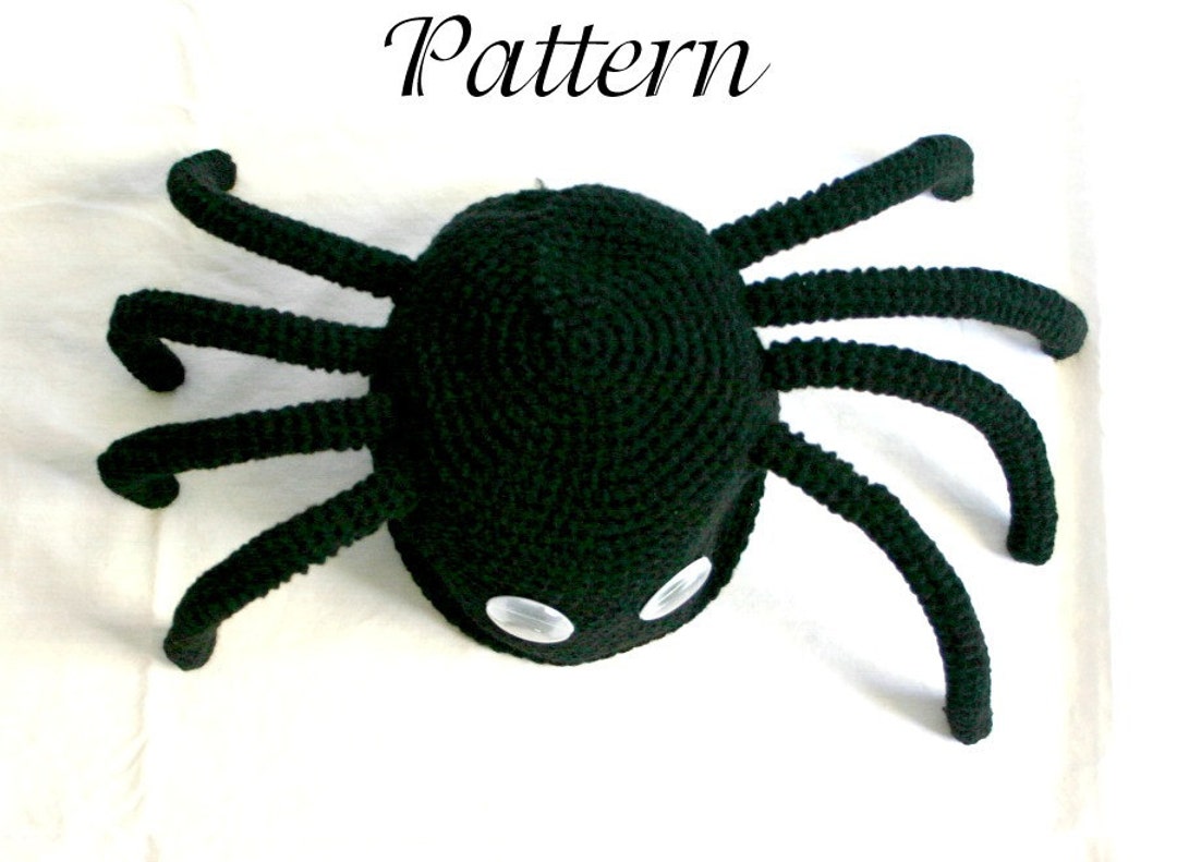 Adult Spider Hat PDF Crochet PATTERN Beanie Fall Black Holiday Arachnid ...