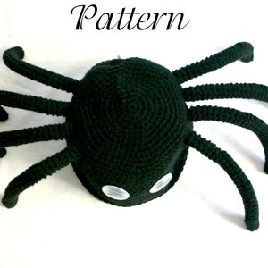 Adult Spider Hat PDF Crochet PATTERN Beanie Fall Black Holiday Arachnid ...