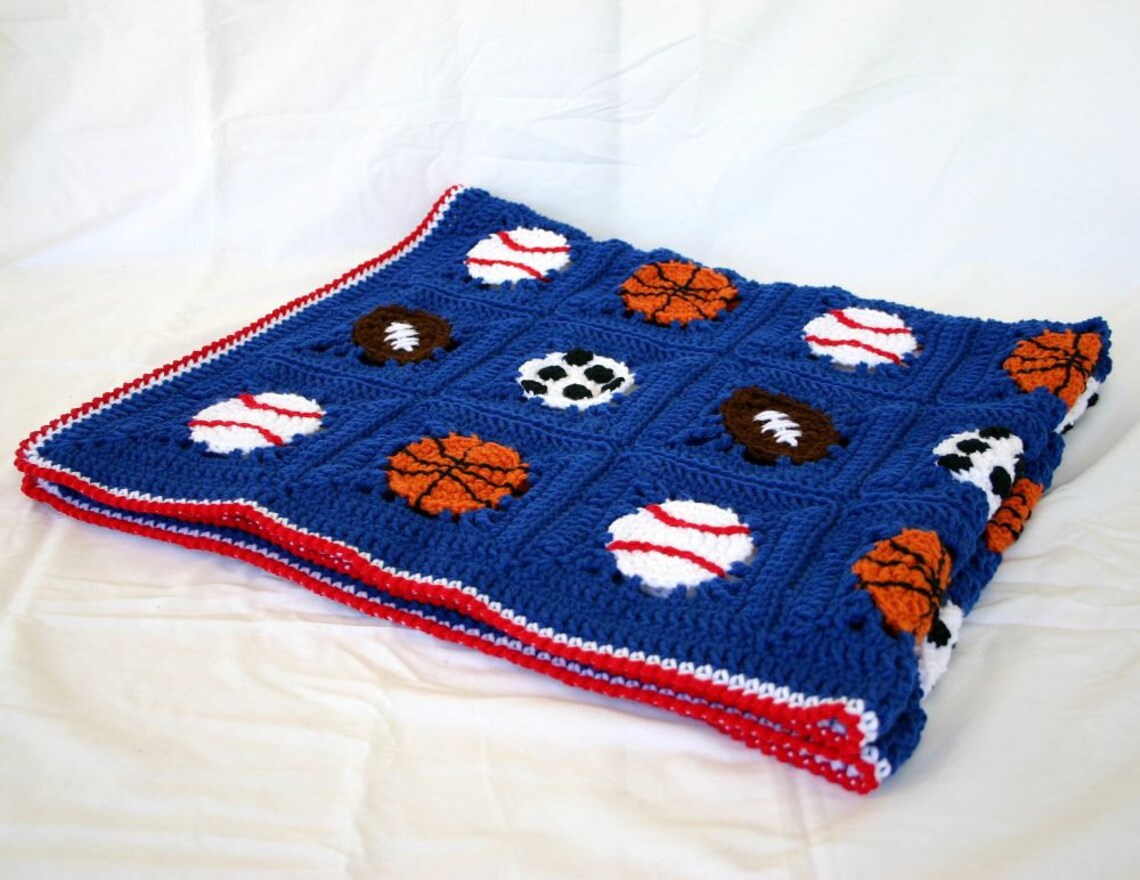 Sports Balls Afghan PDF Crochet PATTERN Basketball Football Soccer ...