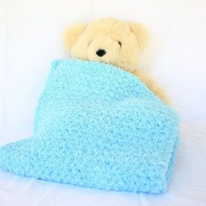 Crochet Baby Blanket Turquoise Blue Soft Afghan Infant Crib Bedding ...