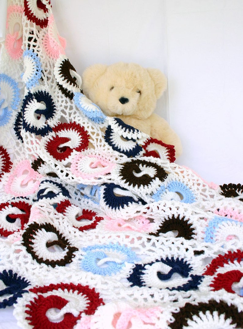 Crochet Afghan Interlocking Rings White Navy Blue Burgundy Red | Etsy