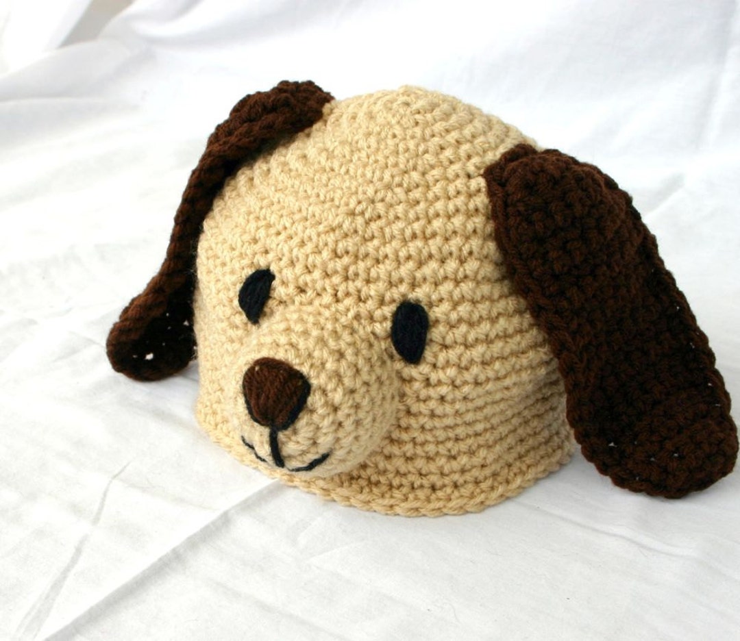 Crochet Puppy Dog Hat 6-12, 12-36 Month Size Toddler Beanie Child Head ...