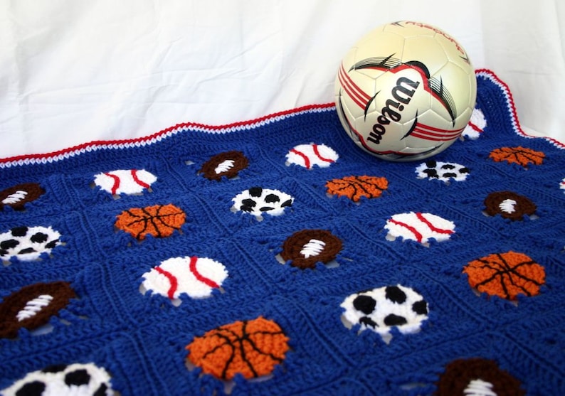 Sports Balls Afghan PDF Crochet PATTERN Basketball Football Soccer ...