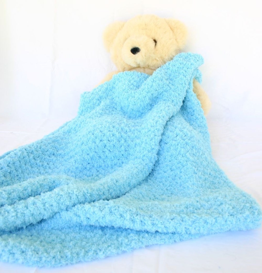 Crochet Baby Blanket Turquoise Blue Soft Afghan Infant Crib Bedding ...