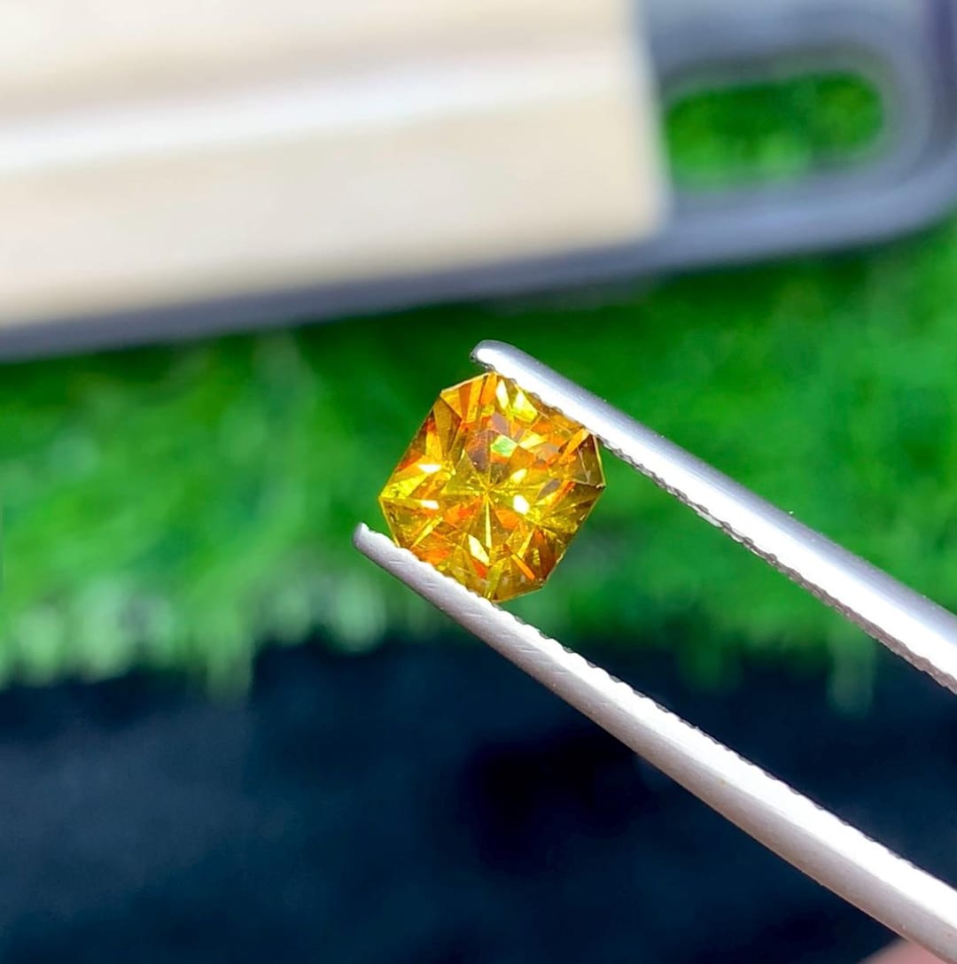 1.75 Carat Radiant Cut Sphene Gemstone: Fiery Titanite for Ring Making ...