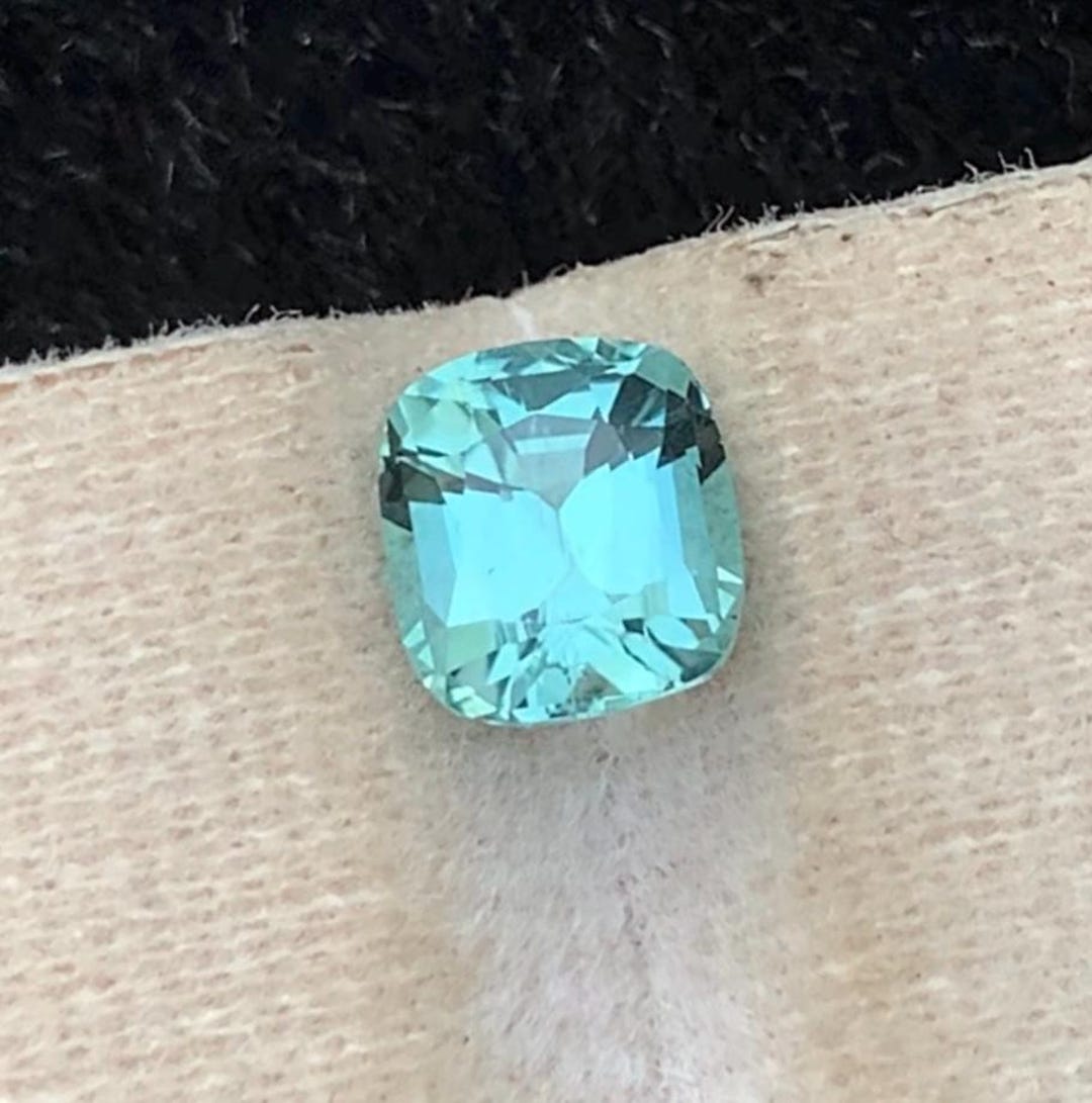 Stunning Seafoam Blue Natural Tourmaline Loose Gemstone, Cushion Cut ...