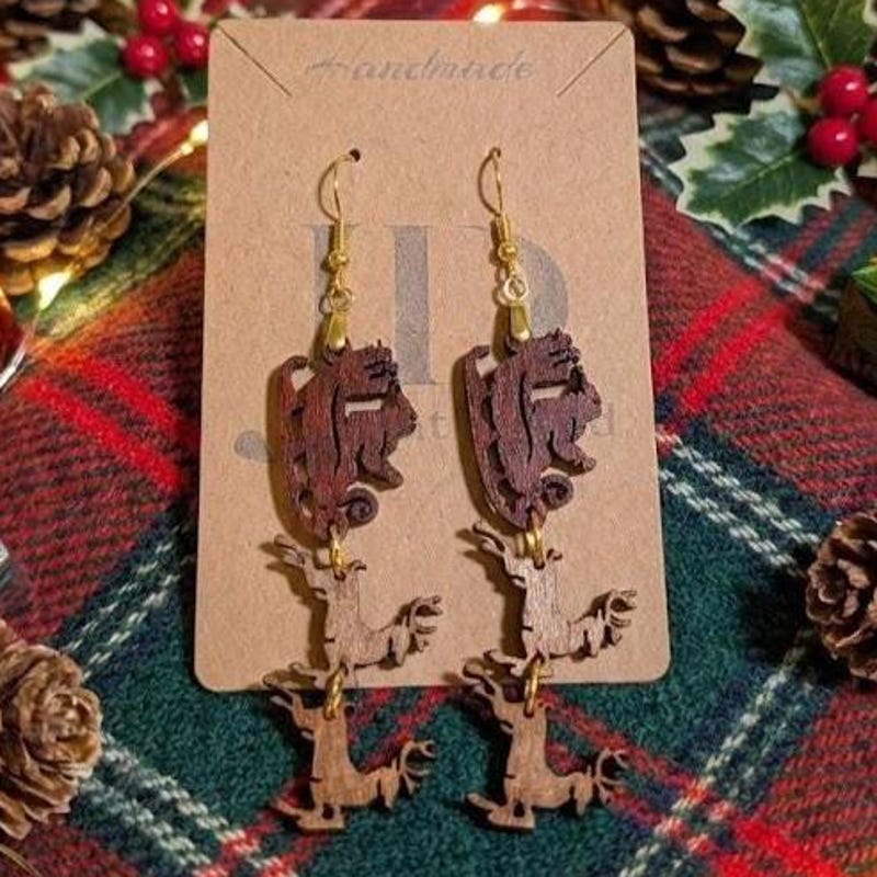 Sleigh Reindeer Earrings - Etsy