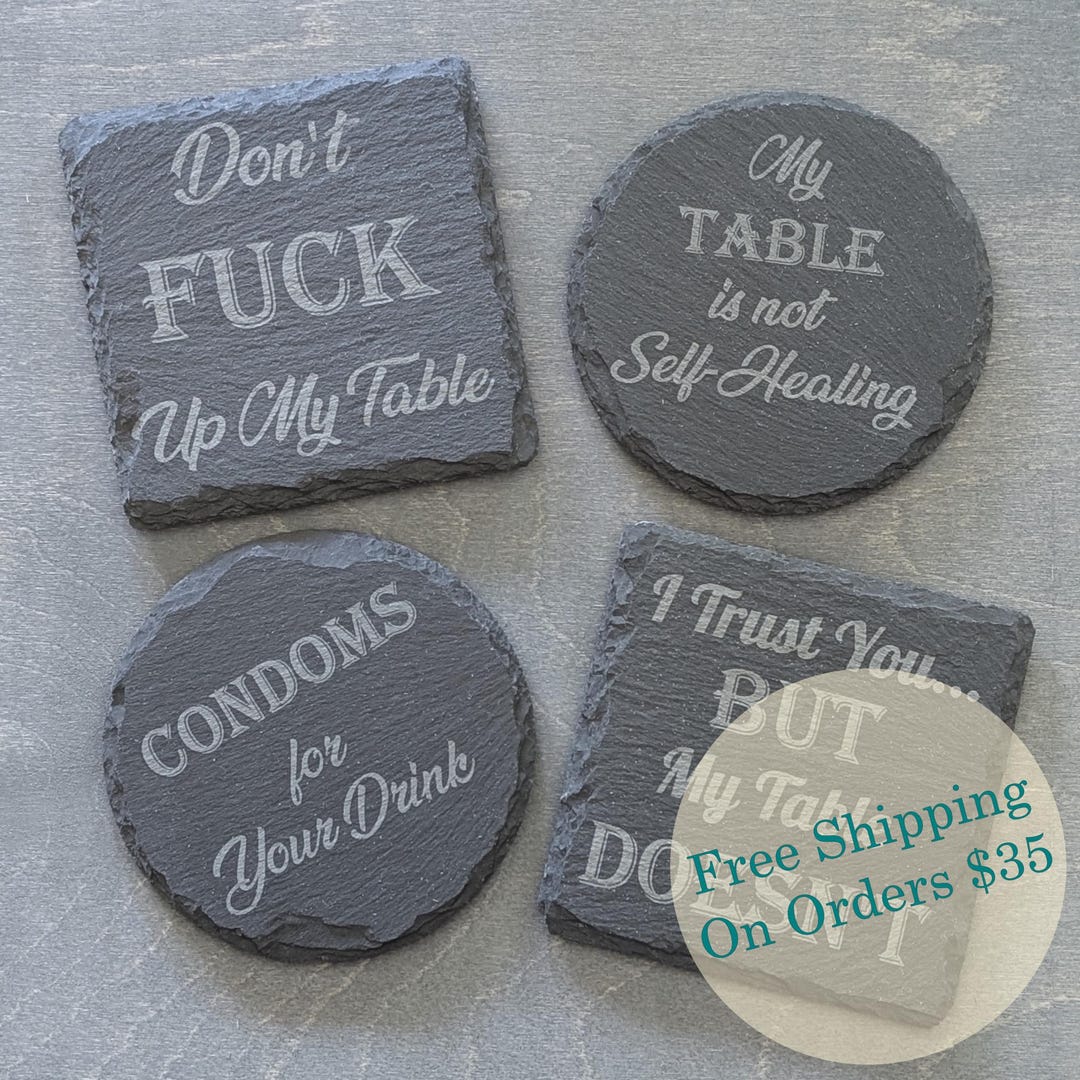 Funny Engraved Slate Coaster Set - Joke Coasters - Etsy