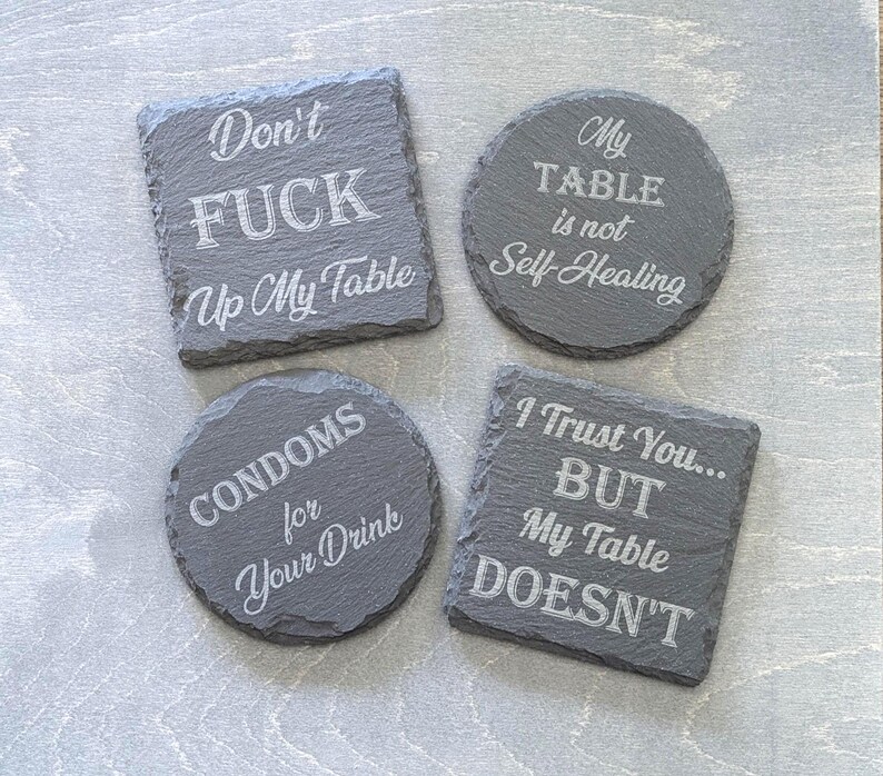 Funny Slate Coaster Designs - Joke Coasters - Coaster Set Gift - Etsy