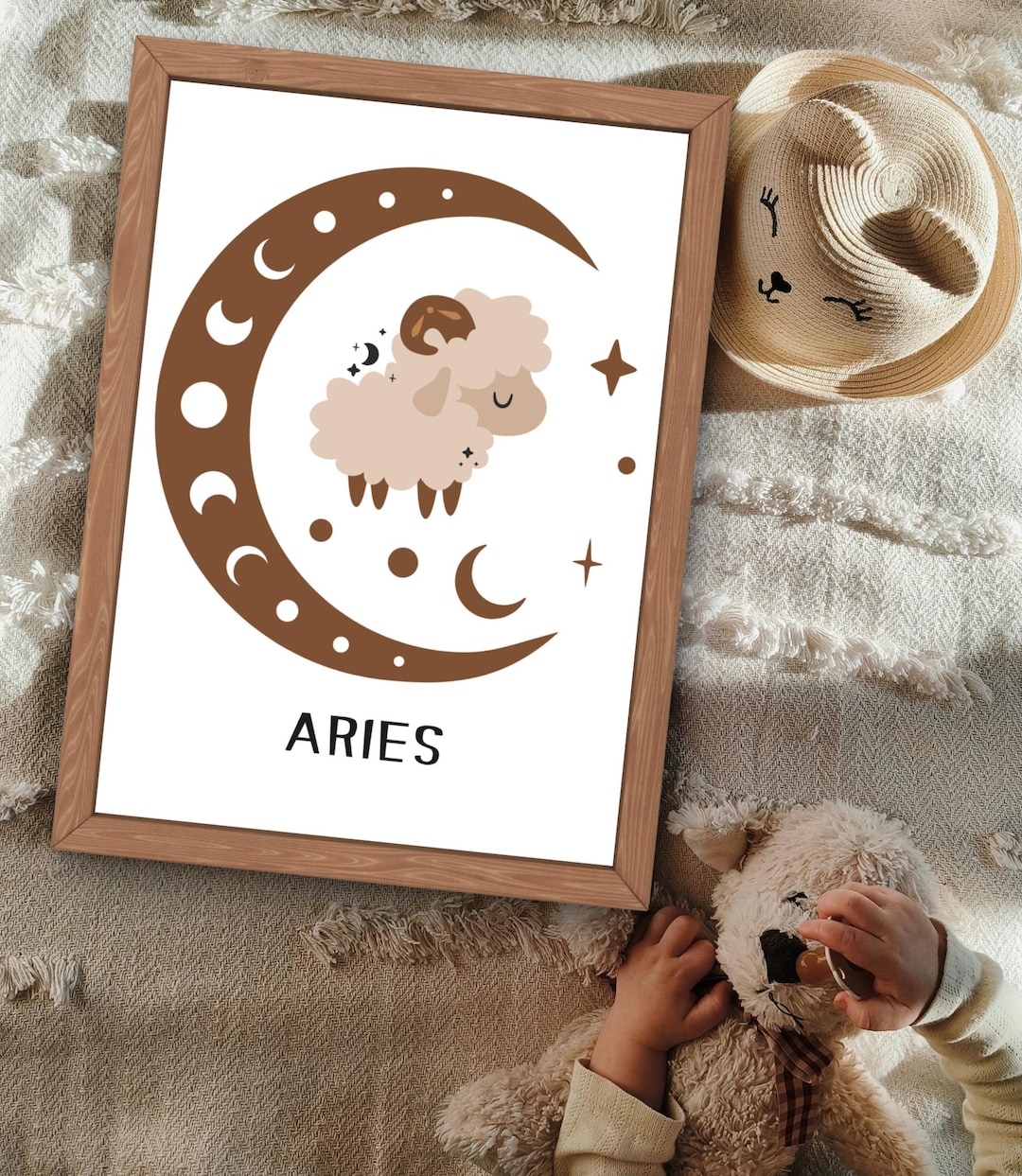 Aries Zodiac Sign Nursery Print -ram Wall Art - Boho Astrology Baby ...