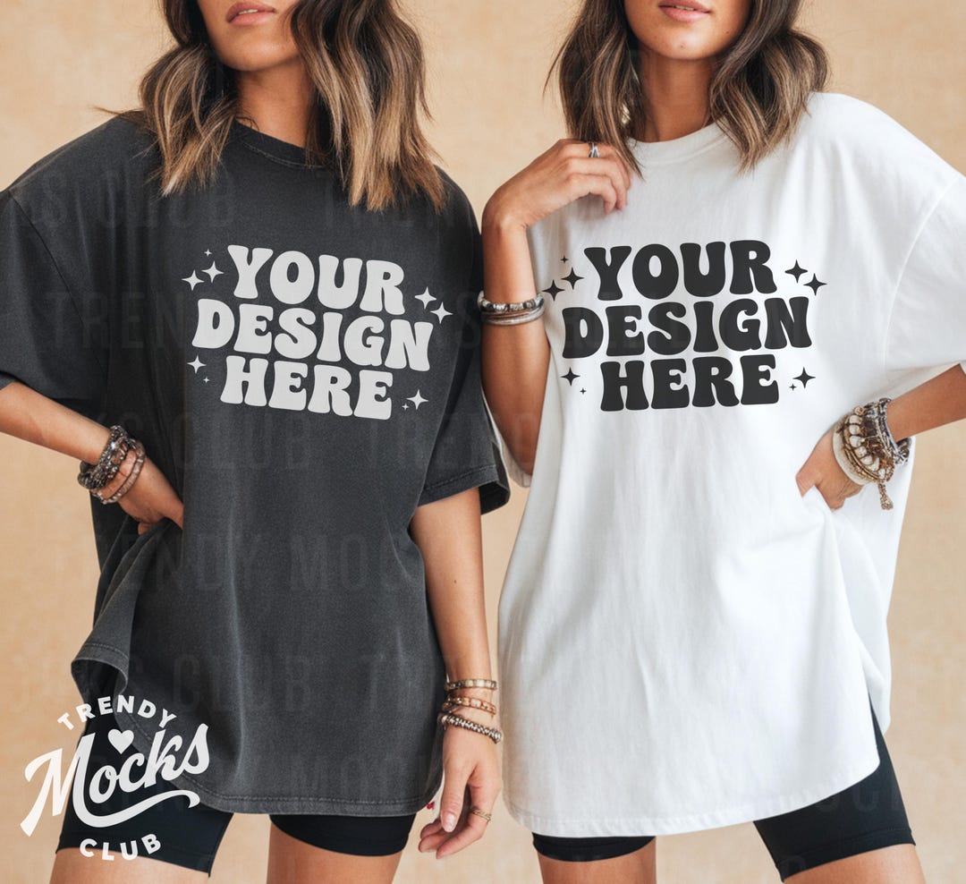 Bachelorette Mockup Comfort Colors C1717 Pepper & White Oversized ...
