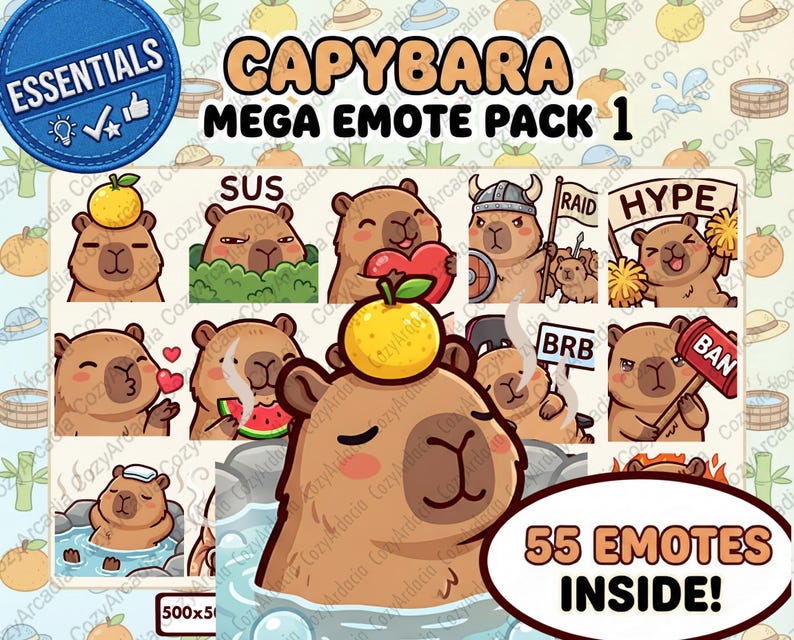55 Capybara Twitch Emotes Pack | Cozy Animal Discord Emojis | Vtuber ...