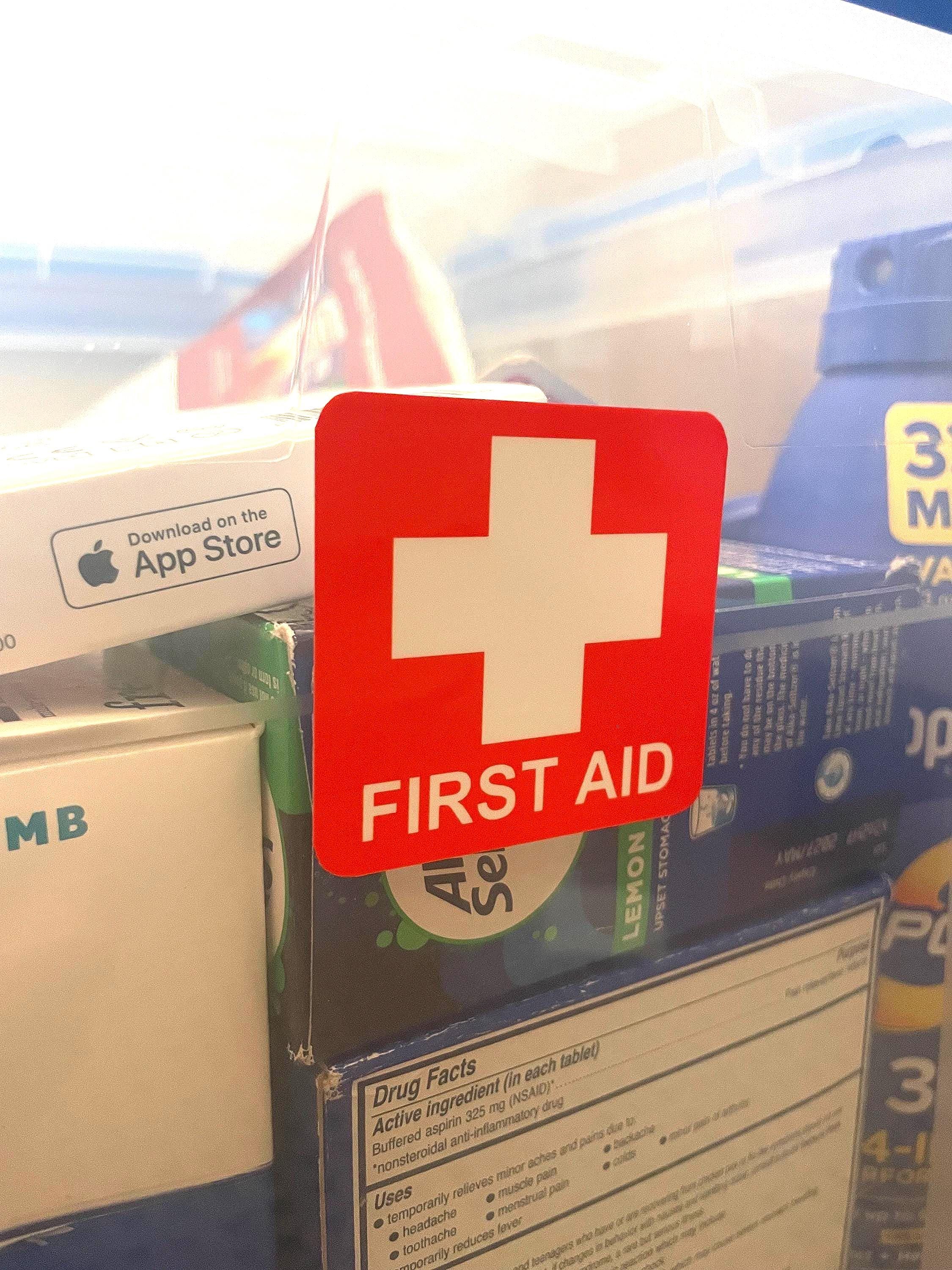 First Aid Stickers - 2 Pack - Waterproof Safety Labels for First Aid ...