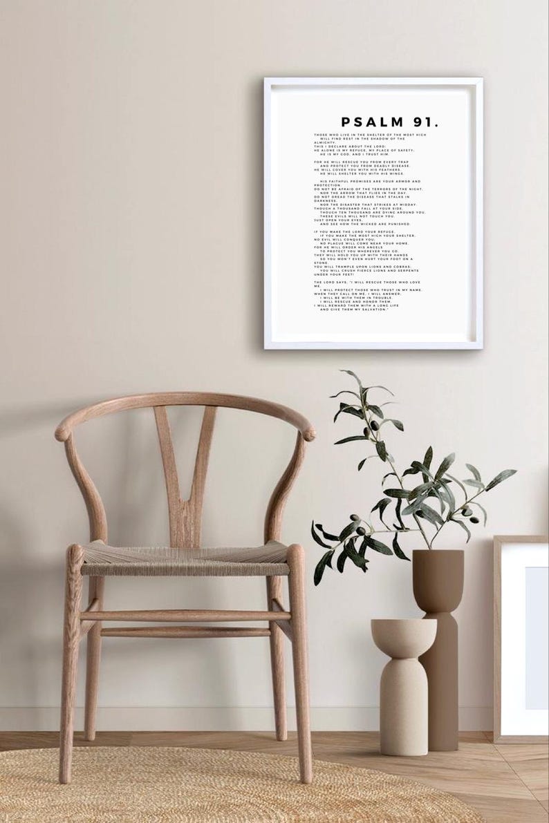 Psalm 91 Bible Verse Wall Decor, DIGITAL DOWNLOAD, Modern Scripture ...