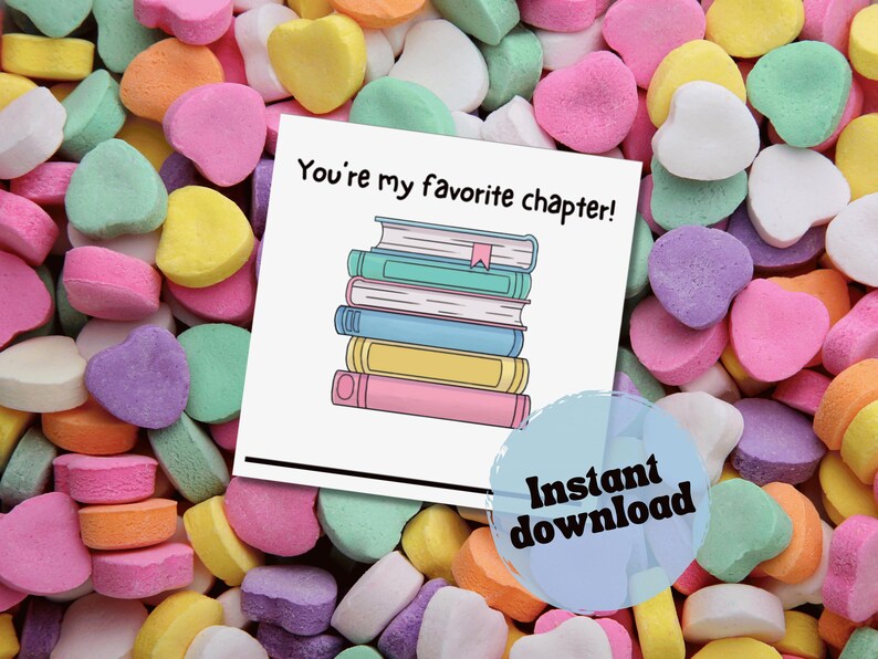 Printable Book Stack Valentine's Day Card, Classroom Valentine, Book ...