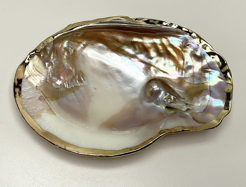 Iridescent Mother of Pearl Jewelry Dish, Freshwater Pearl Trinket Dish ...