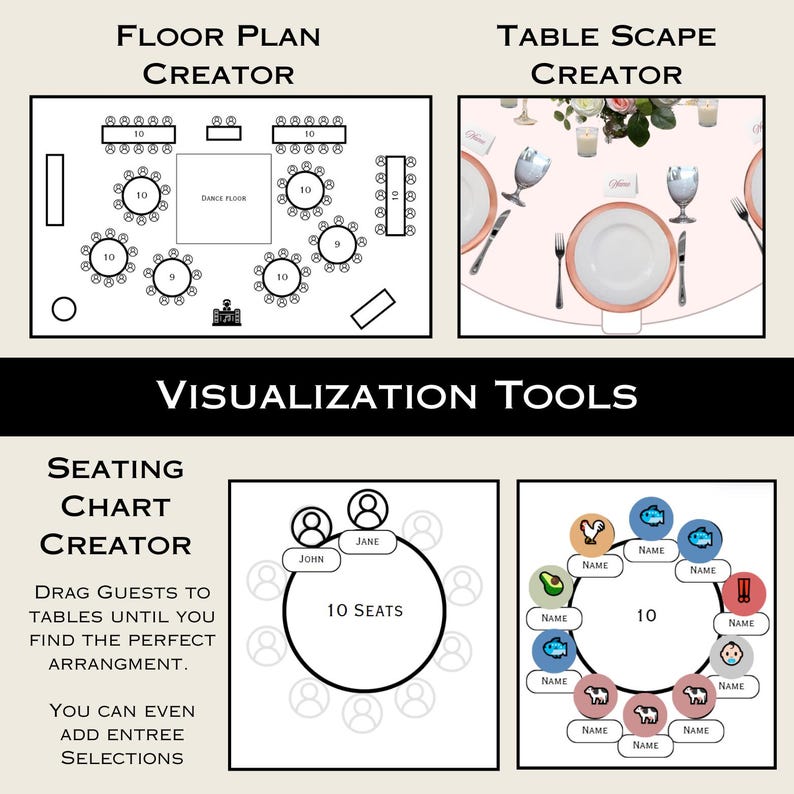 Printable Wedding Planner Template: Spreadsheet Tools, Seating Chart ...