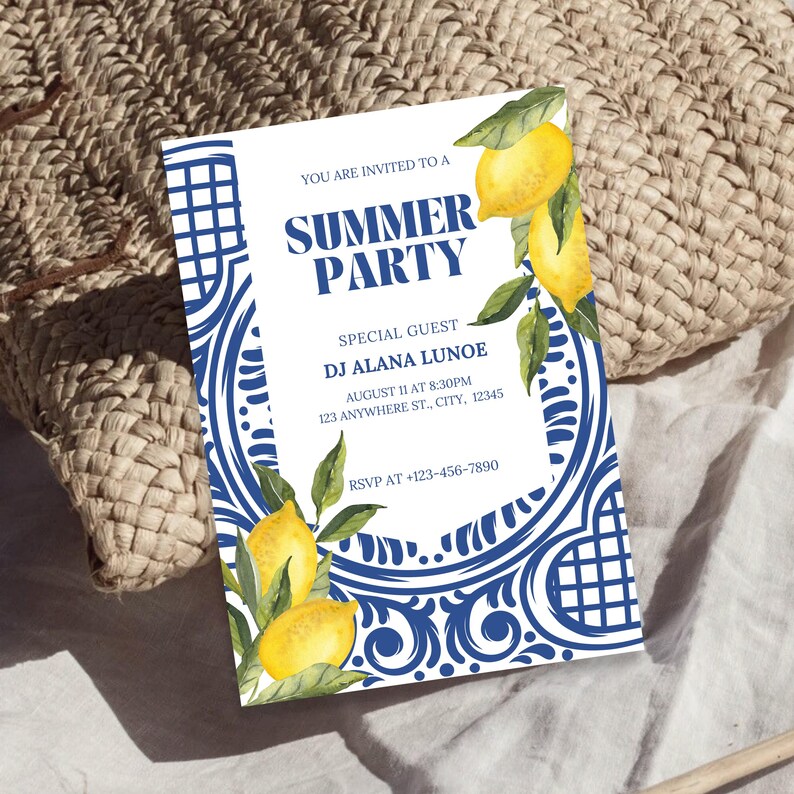 Editable Lemon Summer Party Invitation: Fun Vibes (digital Download) - Etsy