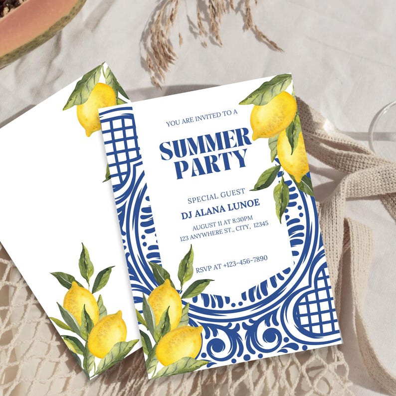 Editable Lemon Summer Party Invitation: Fun Vibes (digital Download) - Etsy