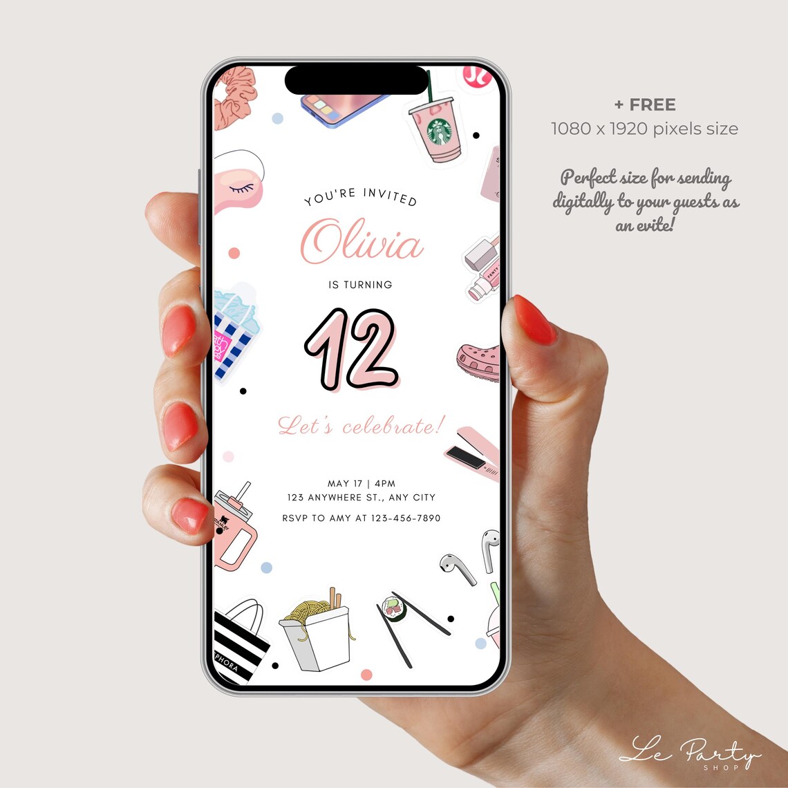 Editable VSCO Aesthetics Invite for Teen Tween Party | Noodles Sushi ...