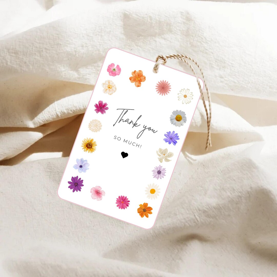 Flower Grad 2025 Gift Tags, Printable Thank You Gift Tags, Colourful ...