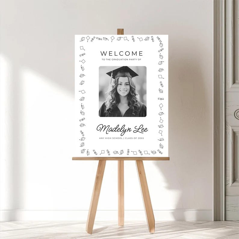 Graduation Welcome Sign Template, Grad Party Sign for Her, Party Girl ...