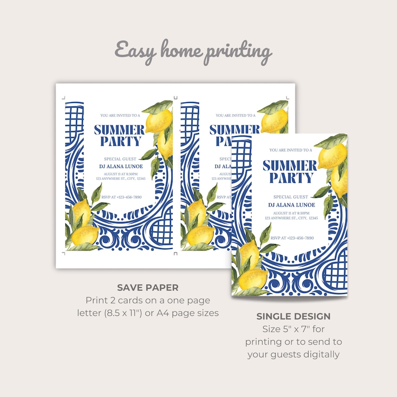 Editable Lemon Summer Party Invitation: Fun Vibes (digital Download) - Etsy