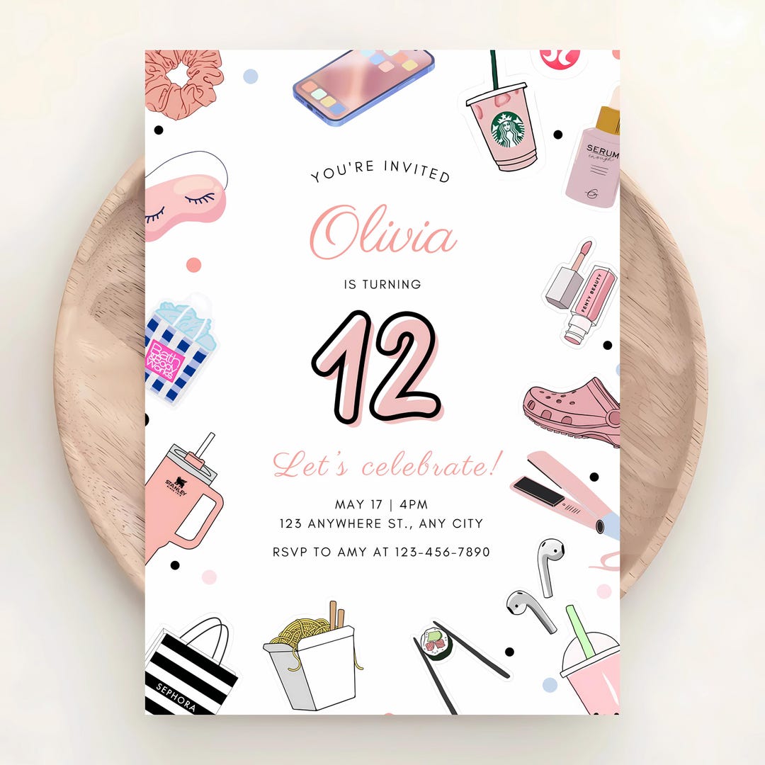 VSCO Birthday Party Invite: Teen Tween Customizable Template (digital ...