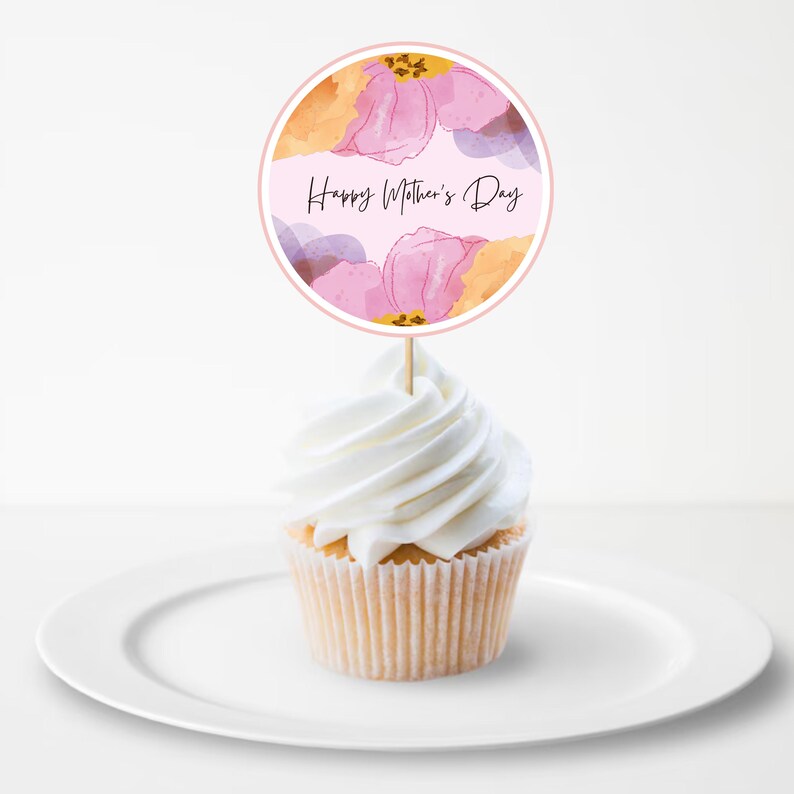Happy Mother’s Day Printable Cake Topper Set - Watercolor Floral Design ...