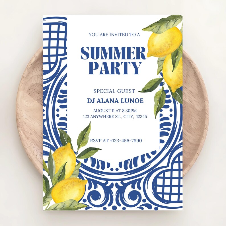 Editable Lemon Summer Party Invitation: Fun Vibes (digital Download) - Etsy