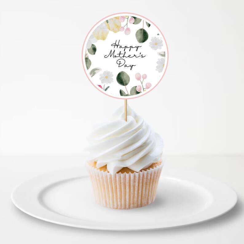 Printable Watercolor Flowers Cake Toppers | Elegant Mother's Day Decor ...
