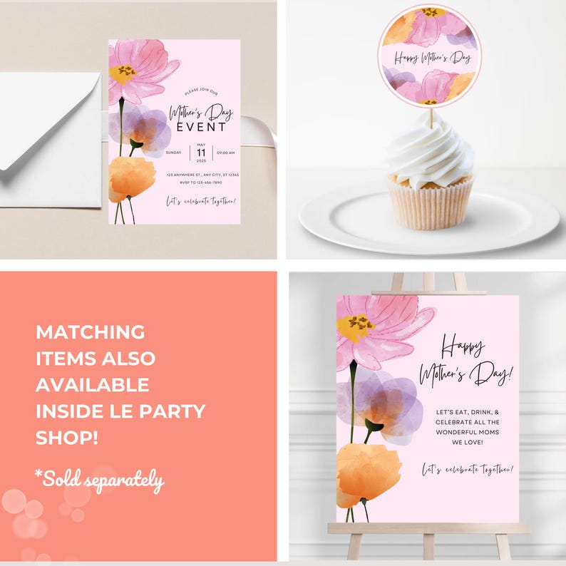 Happy Mother’s Day Printable Cake Topper Set - Watercolor Floral Design ...