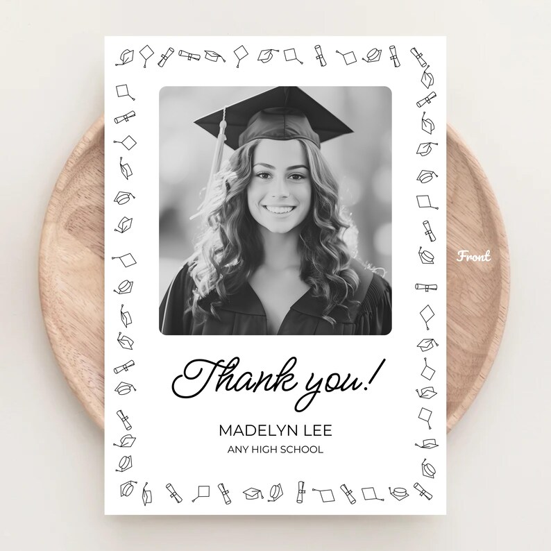 Graduation Thank You Card Template, Editable Grad Thank You Note ...