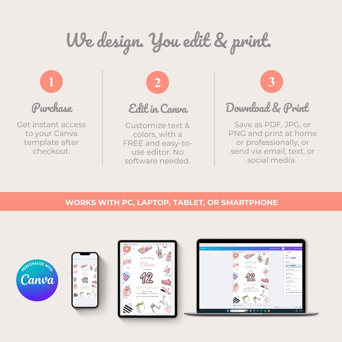 Editable VSCO Aesthetics Invite for Teen Tween Party | Noodles Sushi ...