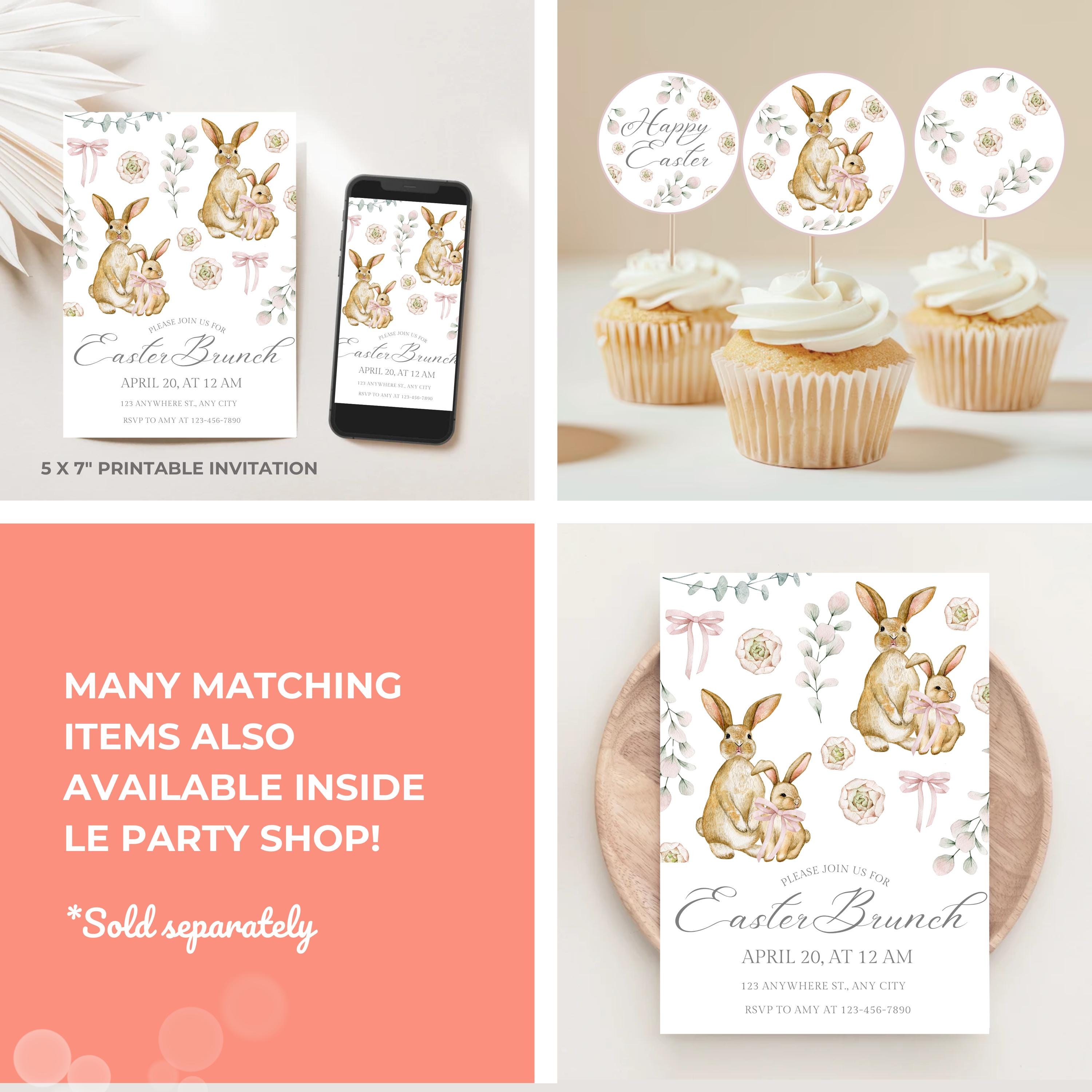 Coquette Bunny Easter Brunch Welcome Sign – 18x24” Editable Canva ...