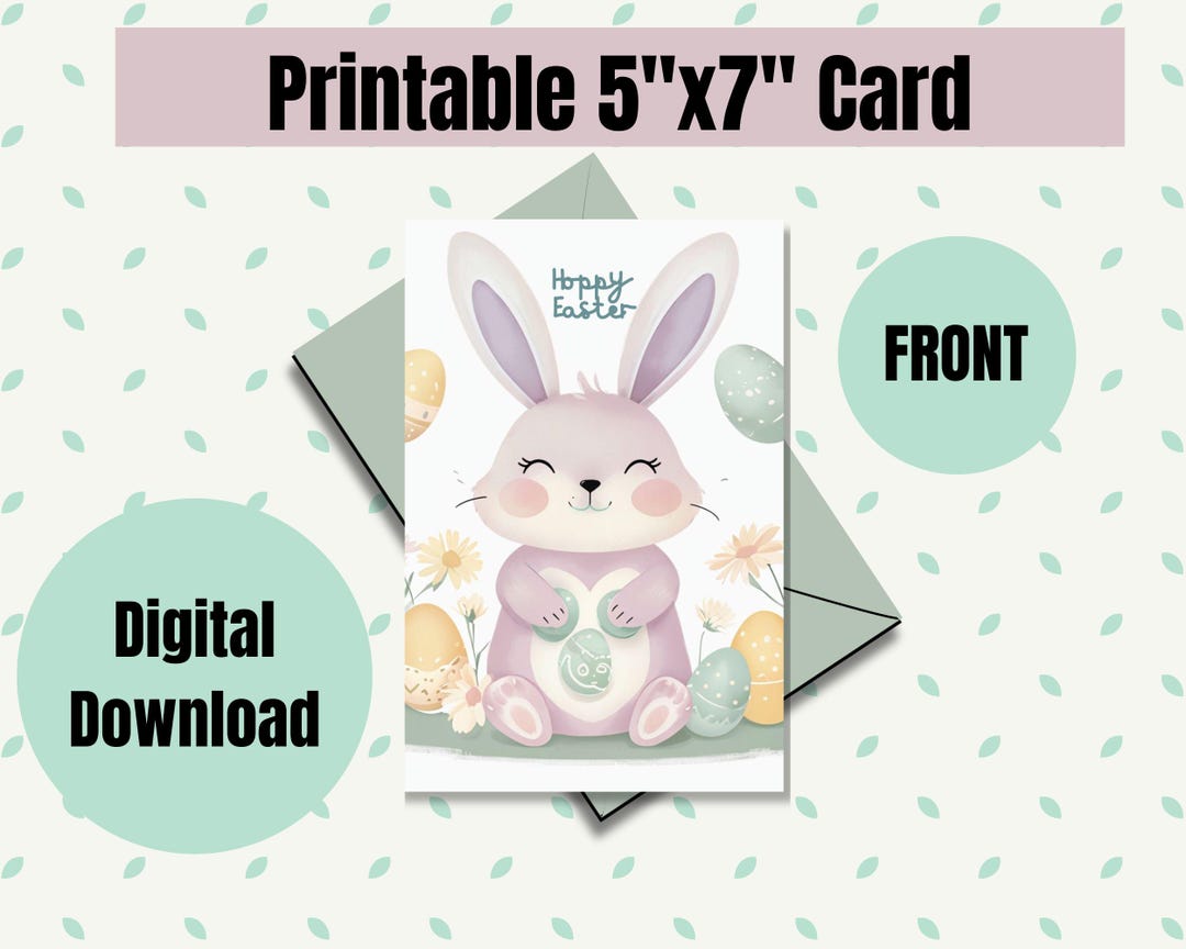 Printable 5"x7" Easter Card "hoppy Easter" - Etsy