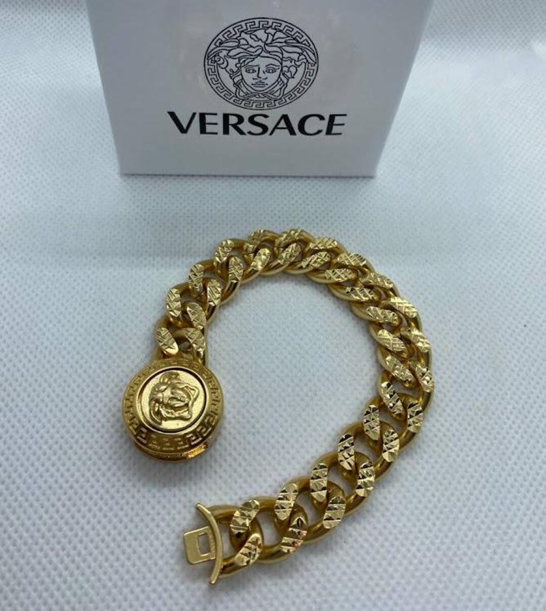 Versace Gold Medusa Medallion Chunky Chain Bracelet - Etsy
