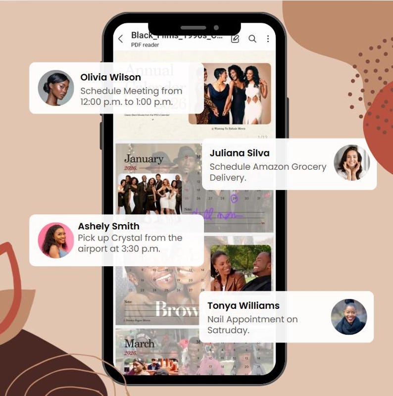 1990s Black Movies Calendar, 2026 Calendar, 12 Months Film Calendar ...