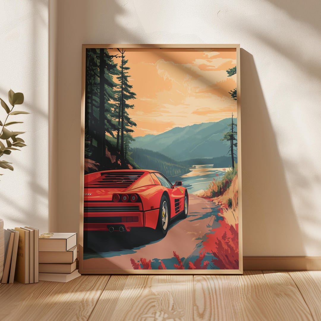 Modern Red Ferrari Pop Art Print | Bold Minimal Ferrari Wall Art ...