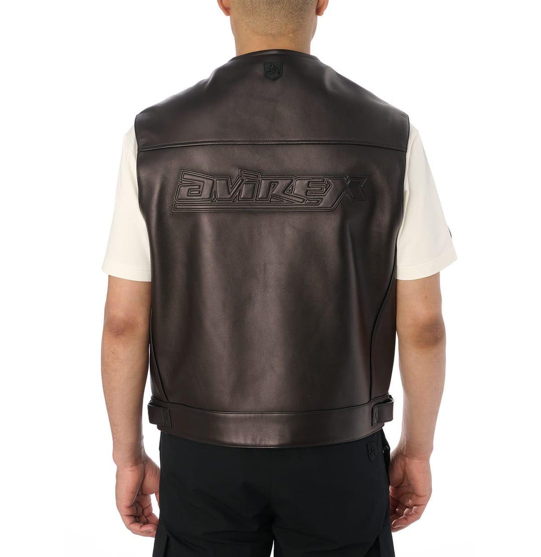 Classic Avirex Black Leather Vest Men's Genuine Leather Flight Vest Usa ...