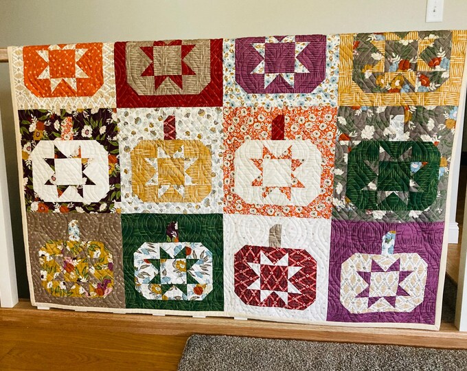 Pumpkin Stars Throw Quilt- Fall Blanket- Couch Throw - Etsy