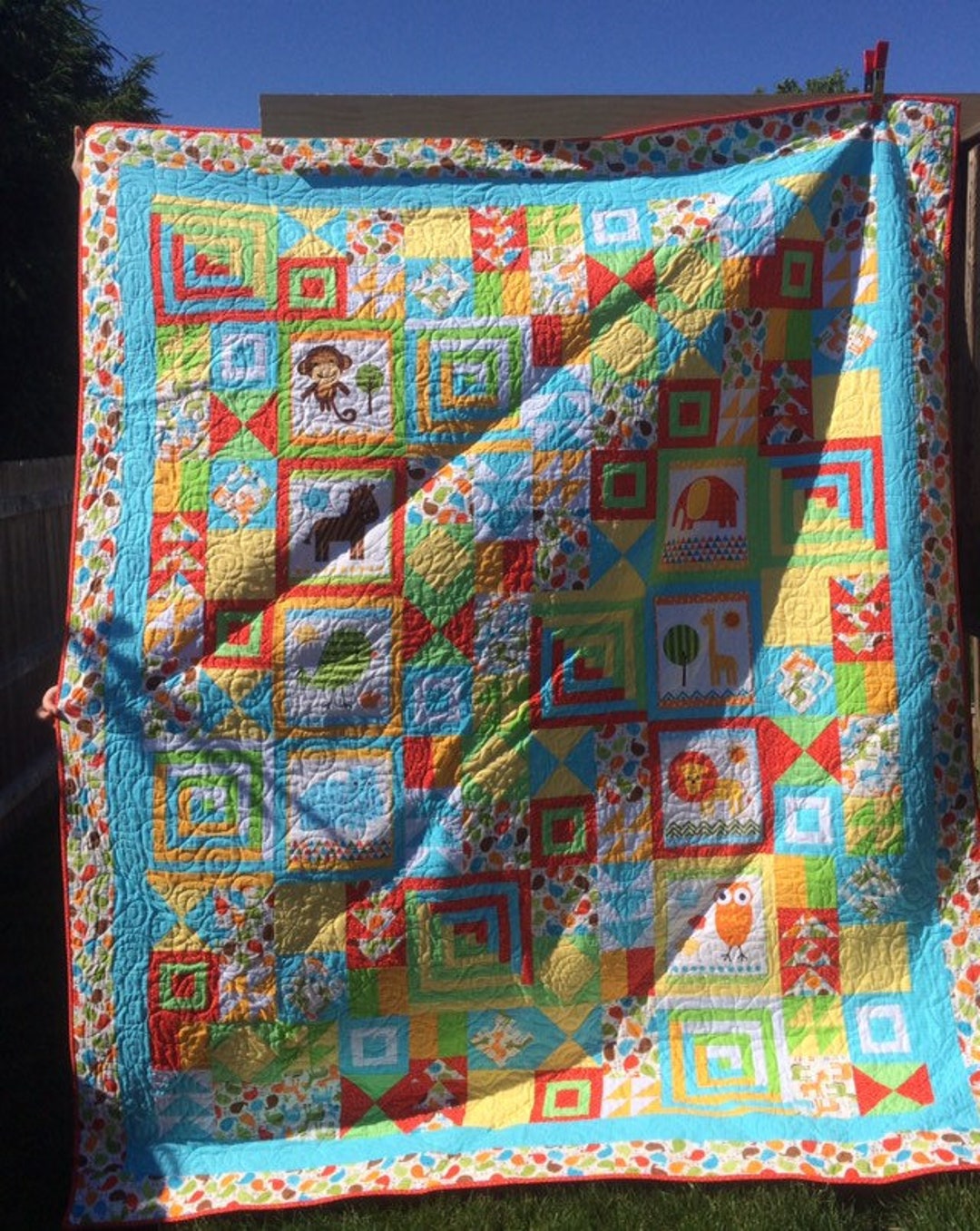 Twin Size Zoo Animal Quilt-animal Crackers Quilt-kids Quilt-zoo Animal ...