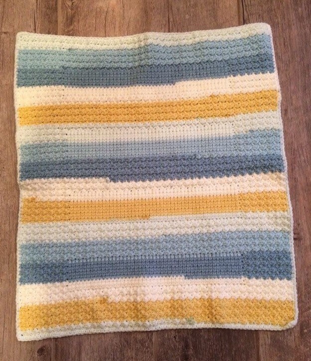 Blue, Yellow, White Baby Blanket-handmade Crochet Baby Blanket - Etsy