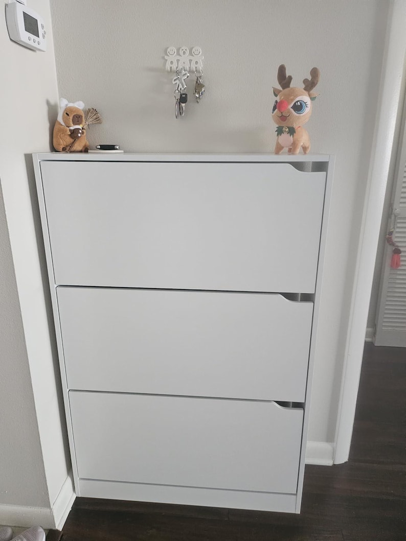 Slim White Shoe Cabinet, 3 Flip Drawers, Narrow Entryway Organizer - Etsy
